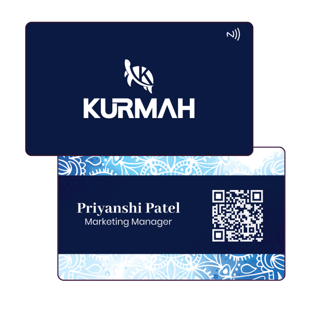NFC Business Card | Navy Blue and White Color with Mandala Print – Kurmah