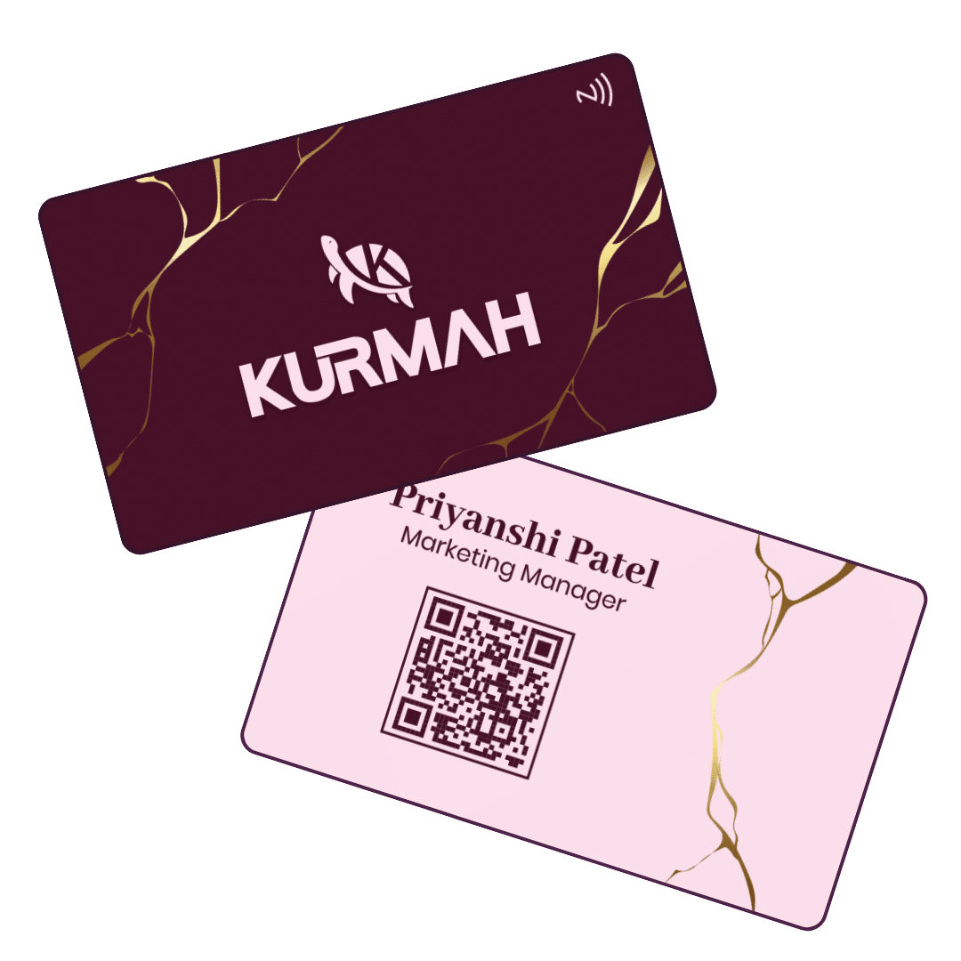 NFC Business Card | Maroon and Light Pink Color Marble Design – Kurmah