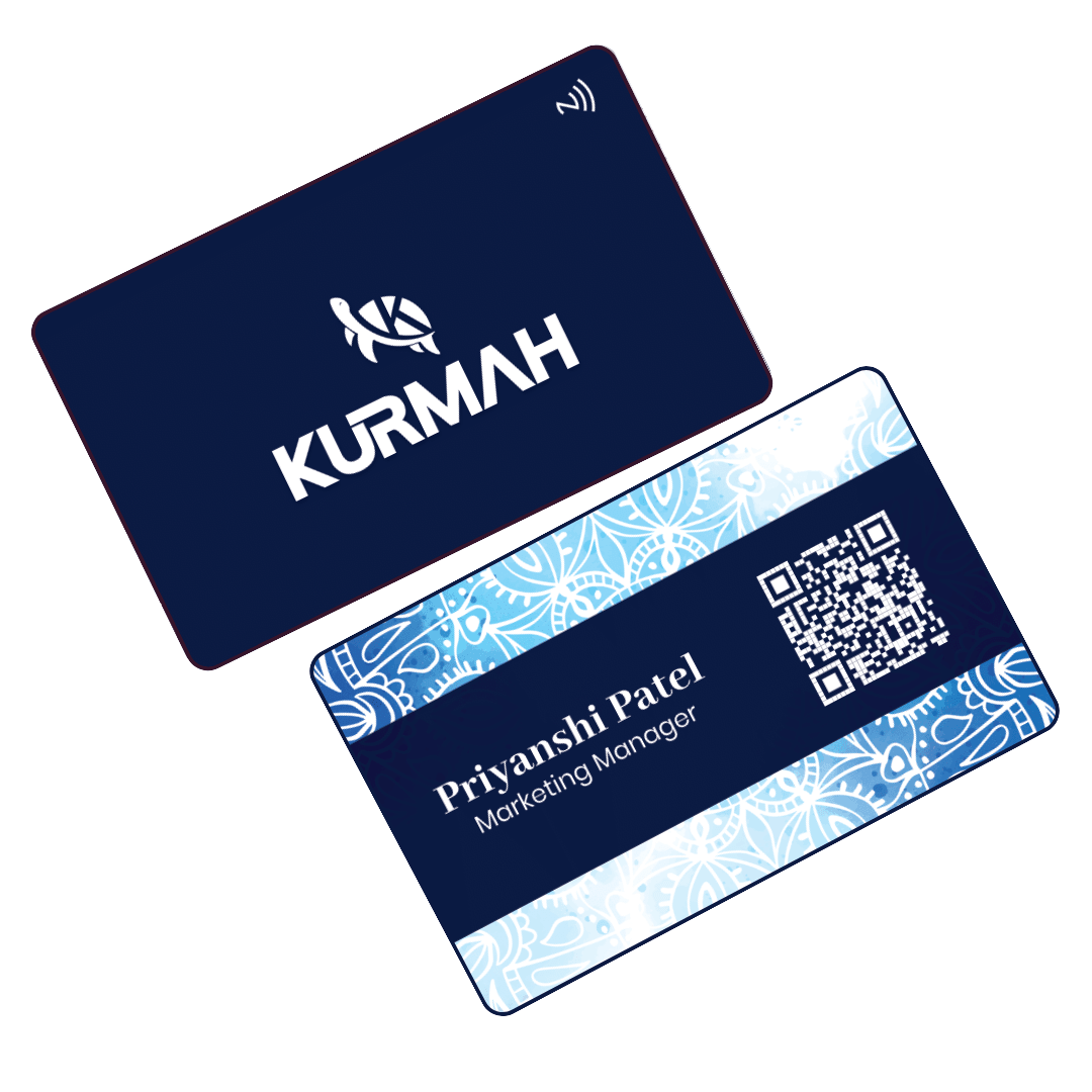 NFC Business Card | Navy Blue and White Color with Mandala Print – Kurmah