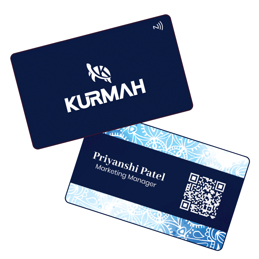 NFC Business Card | Navy Blue and White Color with Mandala Print – Kurmah