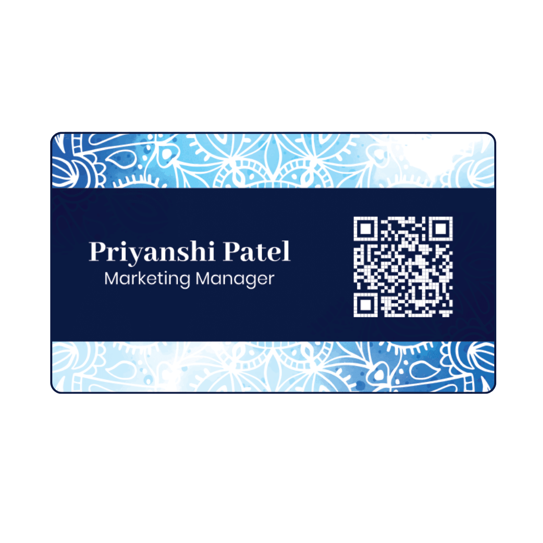 NFC Business Card | Navy Blue and White Color with Mandala Print – Kurmah